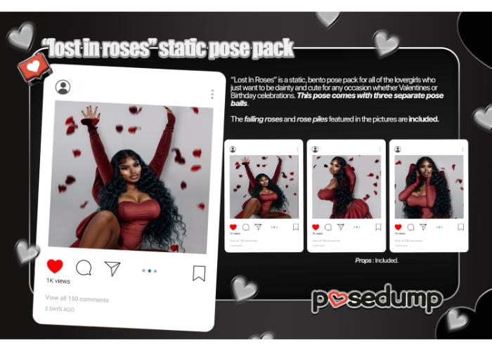 Second Life Marketplace - [posedump] "Lost In Roses" Static Bento Posepack